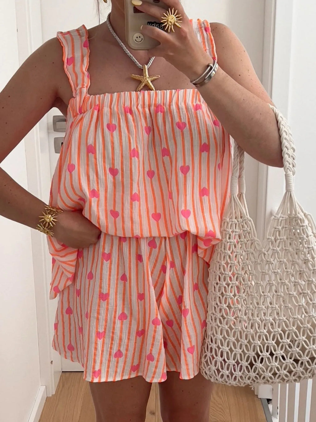 Striped Heart Cami Top and Shorts Set – LIVIASTYLES